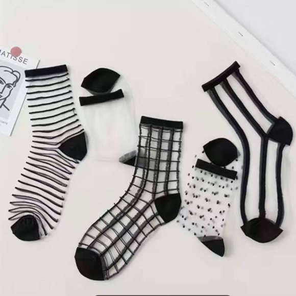 Intimates & Sleepwear | 5 Pairs Socks Women Sheer Transparent Silk ...